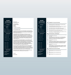 Minimalist cover letter and resume template Vector Image