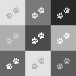 Animal tracks sign grayscale version Royalty Free Vector