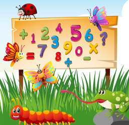 Numbers on board and many insects Royalty Free Vector Image