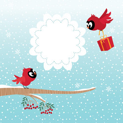 Birds in winter forest Royalty Free Vector Image