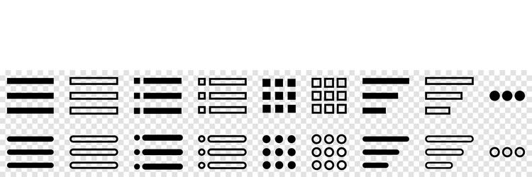 Menu icon set hamburger symbols Royalty Free Vector Image