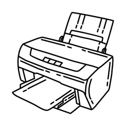 Fax machine icon doodle hand drawn or outline Vector Image