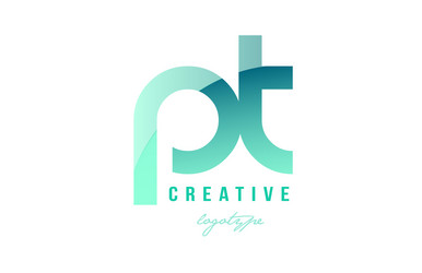 Red grey alphabet letter pt p t logo combination Vector Image