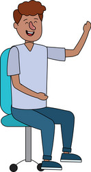 Young sitting man cartoon Royalty Free Vector Image
