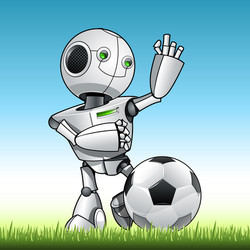 Cute apple character playing soccer Royalty Free Vector