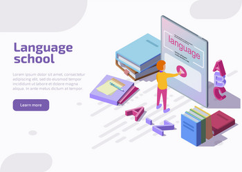 Students learning english language online Vector Image