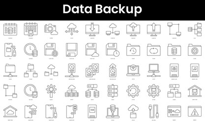 Set of outline data transfer icons minimalist Vector Image