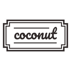 Coconut text doodle label Royalty Free Vector Image