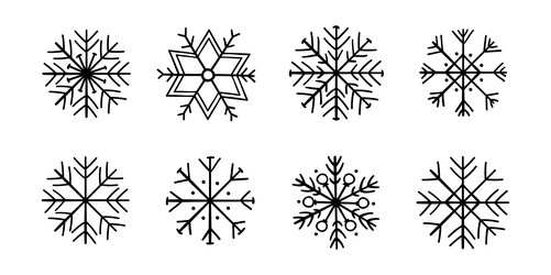 Thin line simple snowflake icons Royalty Free Vector Image