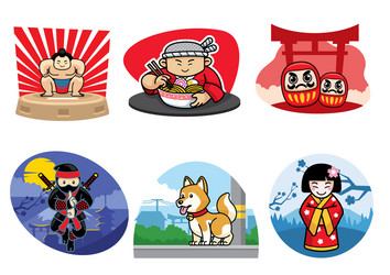 Japan traditional character set Royalty Free Vector Image