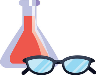 Science laboratory flask and eyeglasses Royalty Free Vector