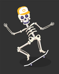 Funny cartoon skeleton posing sitting on a stone Vector Image