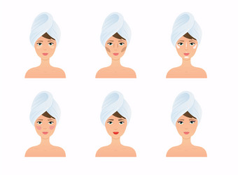 Makeup 12 simple steps how to apply easy Vector Image