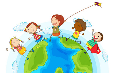 Kids exploring the world Royalty Free Vector Image