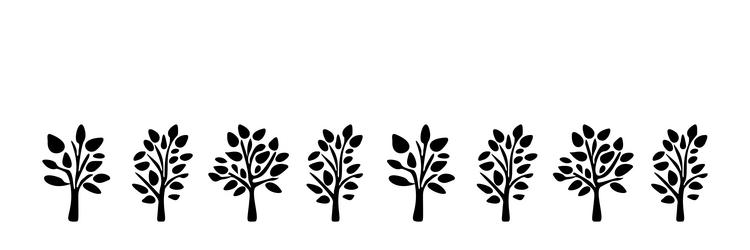 Quirky woodland tree scandi linocut border Vector Image