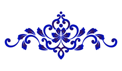Blue and white floral line element Royalty Free Vector Image