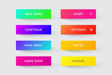 Set 21 colorful gradient buttons on dark Vector Image