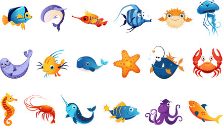 Blue jellyfish sea creature colorful cartoon Vector Image