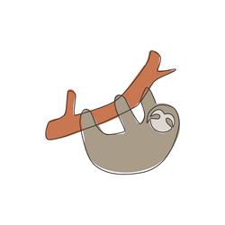 Single continuous line drawing of slow cute sloth Vector Image