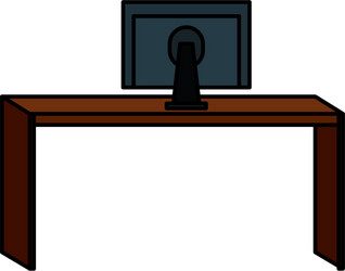 Desktop with back of monitor Royalty Free Vector Image