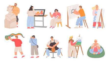 Flat artist people painter sculptor photographer Vector Image