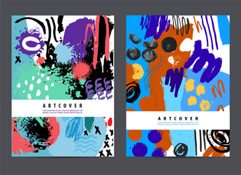 Set of art covers ink hand drawn posters Vector Image