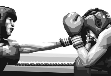 Boxing boxer design black and white Royalty Free Vector