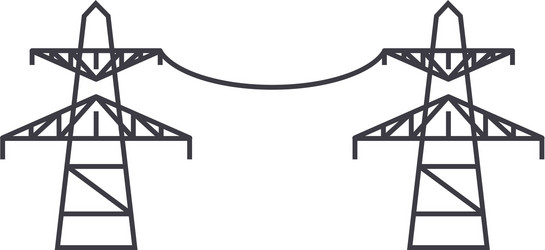 Power lines line icon concept flat Royalty Free Vector Image