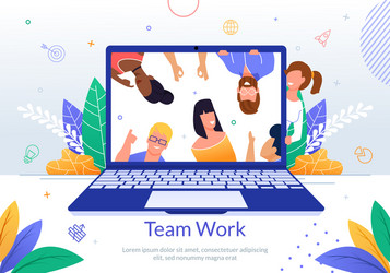 Successful company teamwork flat poster Royalty Free Vector