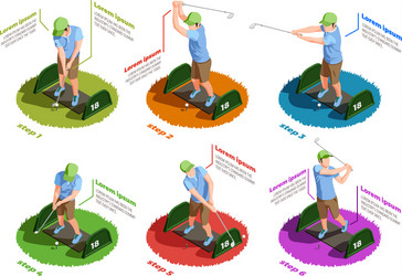 Golf isometric flowchart Royalty Free Vector Image