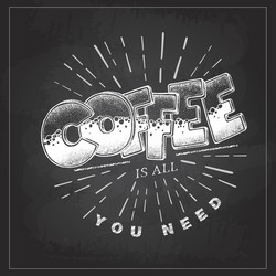 Chalk drawing typography coffee menu design Vector Image