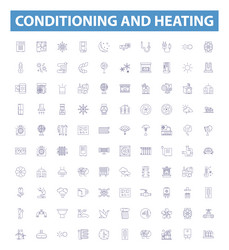 Conditioning and heating line icons signs set Vector Image