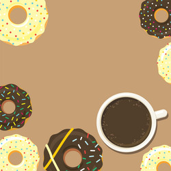 Donuts and cup of coffee menu background Vector Image