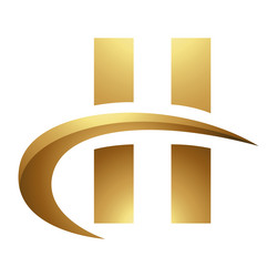 Golden letter h symbol on a white background Vector Image