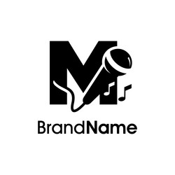Stylish initial m microphone logo Royalty Free Vector Image