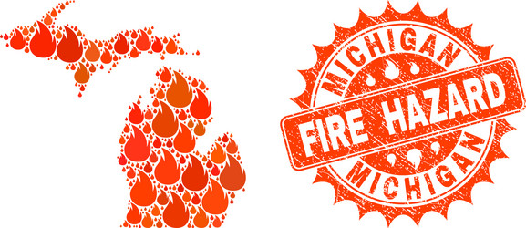 Collage of red mosaic map michigan state Vector Image