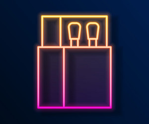 Glowing neon line open matchbox and matches icon Vector Image
