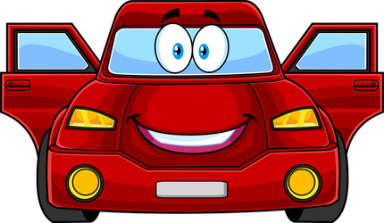 Funny red car cartoon character Royalty Free Vector Image