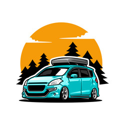 Mpv car with roof box logo Royalty Free Vector Image