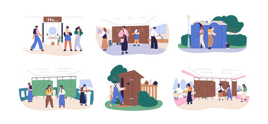 Cartoon passengers people going in public Vector Image