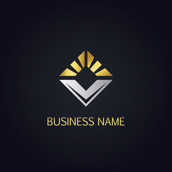 Gold square shine logo Royalty Free Vector Image