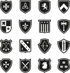 Protect shields black silhouettes icons shield Vector Image