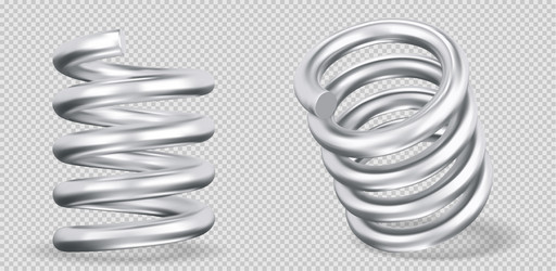 Metal spring silver realistic set with swirls Vector Image
