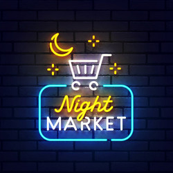 Music neon sign glowing light signboard Royalty Free Vector