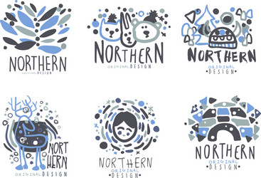 Northern land label template with original design Vector Image