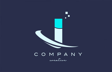 I blue white alphabet letter icon for corporate Vector Image