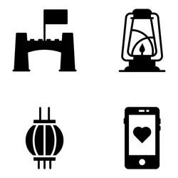 Pakistani culture icons in solid style pack Vector Image