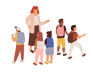 Teacher with children Royalty Free Vector Image