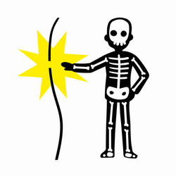 Electric shock skeleton touch wire Royalty Free Vector Image