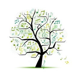 Music notes abstract musical tree for your design Vector Image